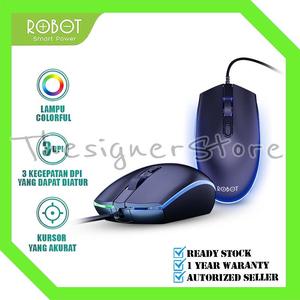 Promo ROBOT M130 Wired Mouse Kabel Colorful LED 3 Kecepatan DPI Kursor ...