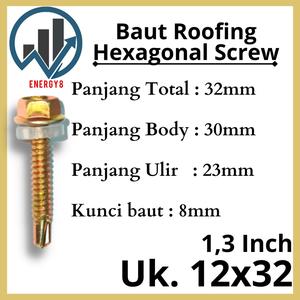 Jual BAUT ROOFING 12x32mm isi 200 pcs | SEKRUP BAJA RINGAN | BAUT ...