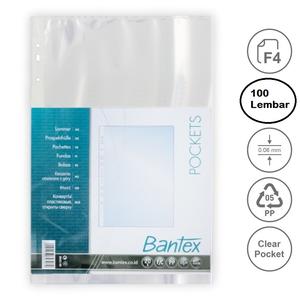 Promo Bantex PP Pocket File Sheet Protector Size Folio F4 100 Lembar ...