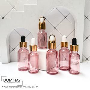 Jual Botol Pipet Kaca Pink Tutup Gold Luxury Packaging Serum DB - 20ml ...