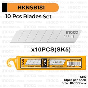 Jual 10Pcs Box Cutter Blade (18mm SK5) INGCO HKNSB181 Refill Isi Mata ...