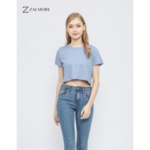 Promo Zalmore Basic Crop T-Shirt Premium Cotton - Kaos Crop Top Wanita ...