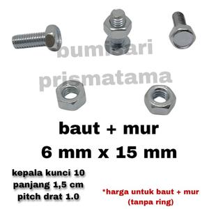 Jual MUR BAUT 6 X 15 / RING MUR BAUT M6 X 15 GALVANIS / BMP M6 X 15 ...
