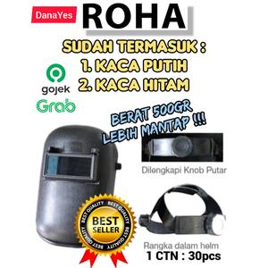 Promo ROHA Topeng Kedok Las Putar Welding Helmet BONUS Kaca Las Bening ...