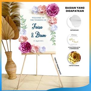 Promo Standing Papan Bunga Kertas Wedding Sign Birthday 60x80 cm - Tema ...