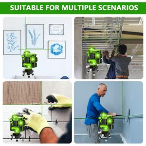 Jual 12 Lines 3D Cross Line Laser Level Kit Green Laser Beam Self ...