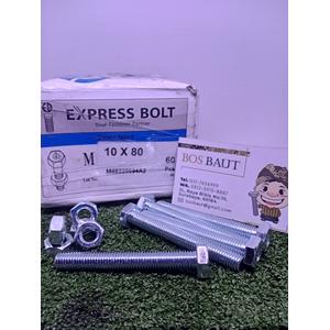 Jual Baut Mur Besi, Baut Mur Hexagon Besi M10X80 Putih P1.5 (Kunci 17 ...