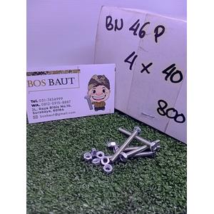 Jual Baut Mur Besi Baut Mur Kepala Hexagon Besi M4X40 Putih P0.7 (Kunci ...
