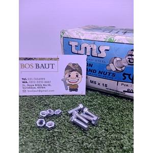 Jual Baut Mur Besi Baut Mur Hexagon Besi M5X15 Putih P0.8 (Kunci 8 ...