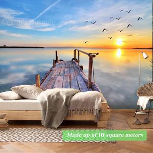 Jual Mural Kertas Dinding Kustom 3D Jembatan Kayu Senja Lukisan Dinding ...