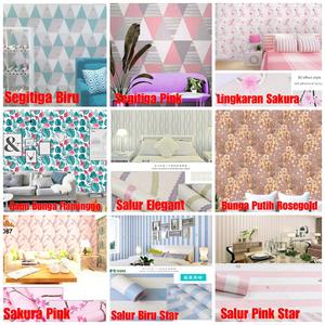 Jual Paper Dinding Ter Ukuran 45 Cm X 10 M Biru Pink Minimalis Segitiga ...