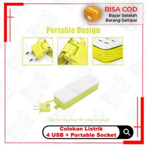 Jual Stop kontak USB Colokan listrik Stop Kontak 2 colokan 4 port USB ...