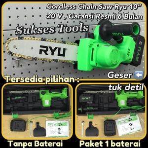 Jual Mesin Gergaji Potong Pohon Baterai Ryu Cordless Chain Saw Chainsaw ...