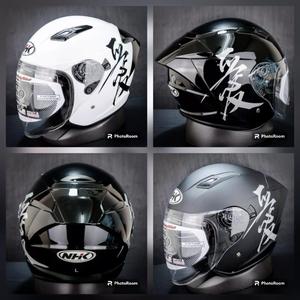 Jual Helm NHK R1 MAX KANJI Half Face Dobel Visor - BLACK GLOS, M - Kab ...