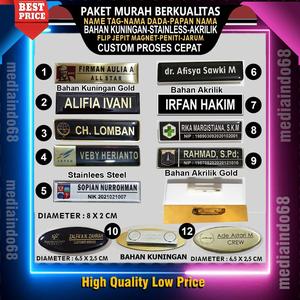 Jual (N) Name Tag /Nama Dada/Papan Nama-Custom Satuan-Proses Cepat ...