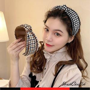 Jual Bando Korea Lebar 5cm Bahan Bludru Motif Kotak Simpul - VTB078J ...