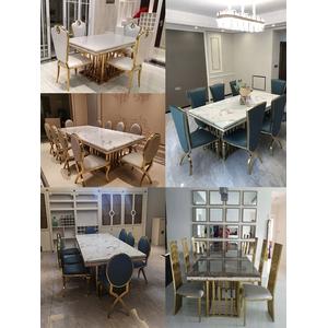 Jual Prh Luxury White Marble Dining Table And Chair Combination Recta ...