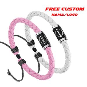 Jual Gelang Custom Simple Request Nama Logo Gambar Pink Putih Tali ...