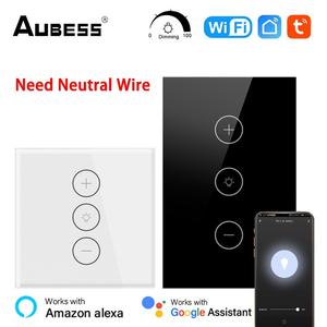 Jual Aubess US/EU Smart Switch Need Neutral Wire WIFI Light Dimmer ...