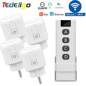 Jual 16A 3000W Tuya Smart Home Plug Socket RF Wireless Remote Control ...