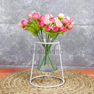 Jual Vas Bunga Kaca Stand Besi Aesthetic Dekorasi Minimalis Pot ...