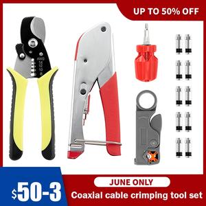 Jual Coaxial Cable Crimping Tool Set Squeezing Forceps&Wire Stripper ...