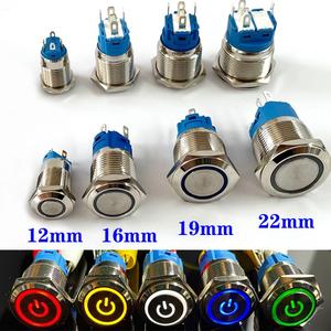 Jual 12/16/19/22mm Waterproof Metal Push Button Switch LED Light ...