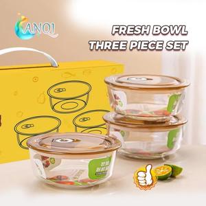 Jual ANQI Mangkuk Kaca Glass Bowl Kaca Kotak Makan Siang Tertutup ...