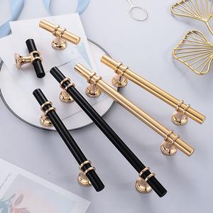 Jual Simple Cabinet Handles Black and Gold Furniture Pulls Luxury ...