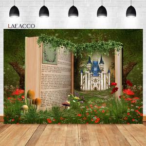 Jual Laeacco Fairy Tale Book Photo Backdrop Enchanted Forest Flower ...