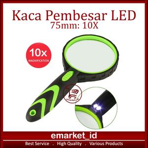 Jual Kaca Pembesar 2 LED 10X 75mm AG27 / Lup Lensa Lampu Magnifier ...