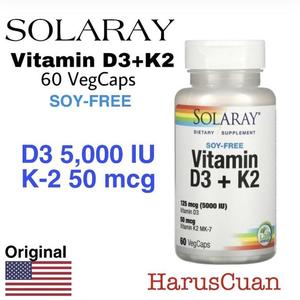 Jual Solaray Vitamin D3 125 mcg 5000 IU K2 MK-7 50 mcg 60 VegCaps ...