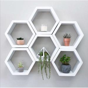 Jual Rak Dinding Kayu Hexagonal / Rak Dinding Ruang Tamu Minimalis ...