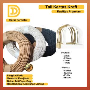 Jual Tali Kertas Craft Warna 2mm 3mm 4mm Kraft Paper Bag Rope Crape DIY ...