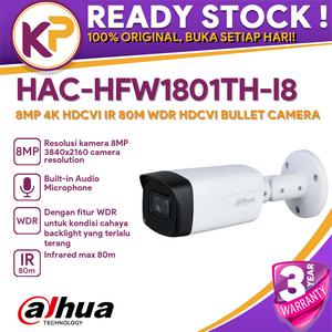 Jual HAC-HFW1801TH-I8 DAHUA 8MP 4K HDCVI IR 80M WDR HDCVI BULLET CAMERA ...
