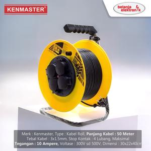 Promo KENMASTER Kabel Roll 50 Meter 10A SNI - Kabel Rol Box 4 lubang ...
