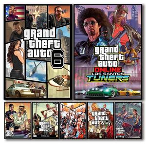 Jual Game GTA 5 6 Grand Theft Auto Poster Aesthetics For Wall Art Mural ...