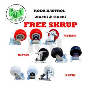Jual Roda Kastor Plate Pvc Nylon Hidup.. Merah .. 2 inchi Troly Etalase ...