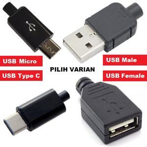 Jual Soket USB Kosong 4pin solder Socket Connector Male Female Micro ...