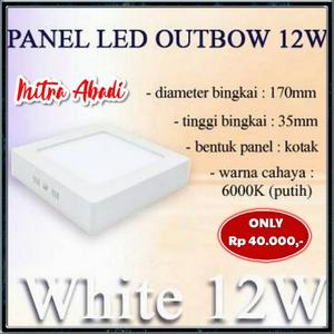Jual CUCI GUDANG - Panel LED 12W Putih / White 6500K Kotak Besi OUTBOW ...