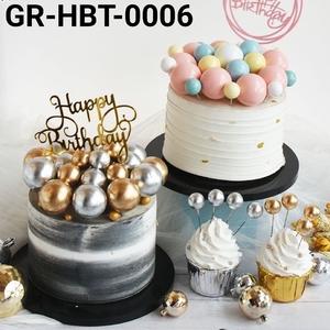 Jual GR-HBT-0006 Cake topper hiasan kue bola emas perak biru pink putih - Kota Malang ...