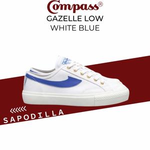 Jual Sepatu compass gazelle low white blue sneakers putih biru pria ...