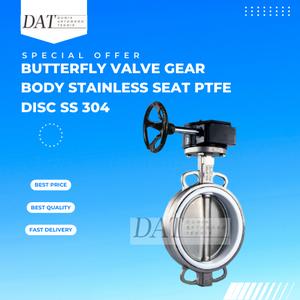 Jual 4" Butterfly Valve Stainless Seat PTFE Disc SS 304 Worm Gear 4 ...