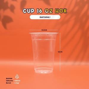 Jual Gelas Cup Plastik 16 OZ HOK - Cup Bening Polos - Cup Minum - Bahan ...