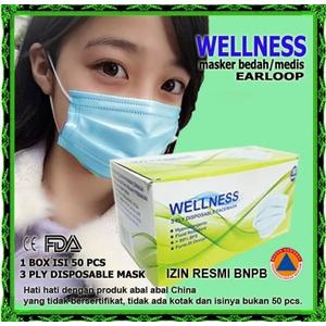Jual Masker Wellness Medis Grade Hospital Rumah Sakit urgical Earloop 3 ...