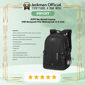 Jual SWICKY 8599 Tas Ransel Laptop USB Backpack Pria Waterproof 15.6 ...