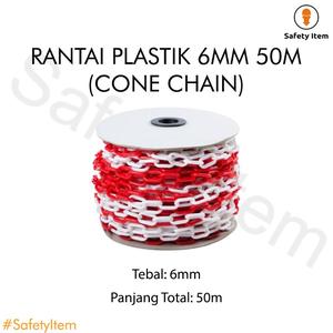 Jual Rantai Plastik 6mm 50m Rantai Safety Cone Chain - Merah Putih ...