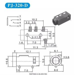 Jual PJ-320D 3.5mm Audio Socket and General Purpose Socket 4Pins SMD ...