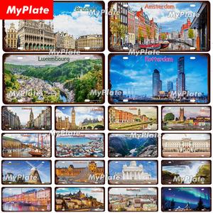 Jual [MyPlate] Kota Eropa Antik Pelat Lisensi Uni Eropa Tanda Logam ...