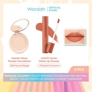 Promo Paket Wardah Colorfit Velvet Powder Foundation + Velvet Lip ...
